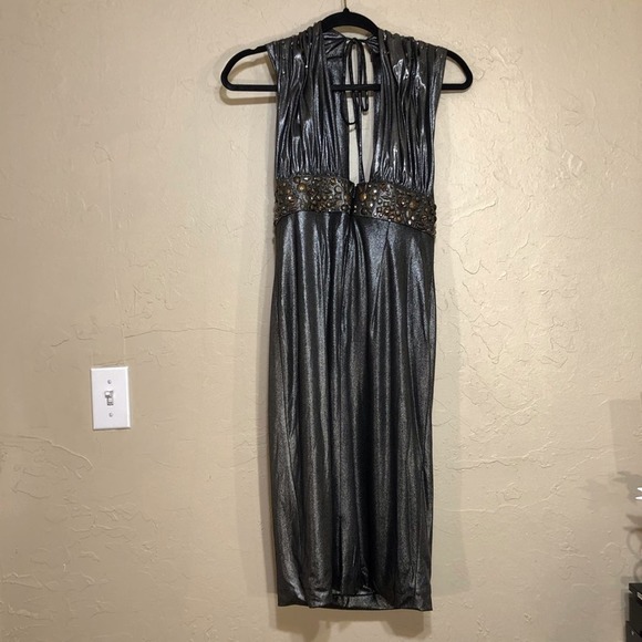 Mandalay | Dresses | Mandalay Womens Dress 8 Silver Beaded Evening Gown ...